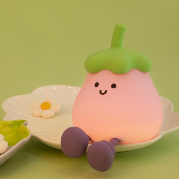 Quality Vegetables Small Eggplant Silicone Lamps USB Rechargeable Bedroom Bedside Pat for sale