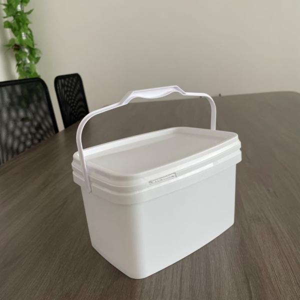 Quality 3L Square Bucket Pail with Blue Silk Screen/Heat Transfer/IML Printing for sale