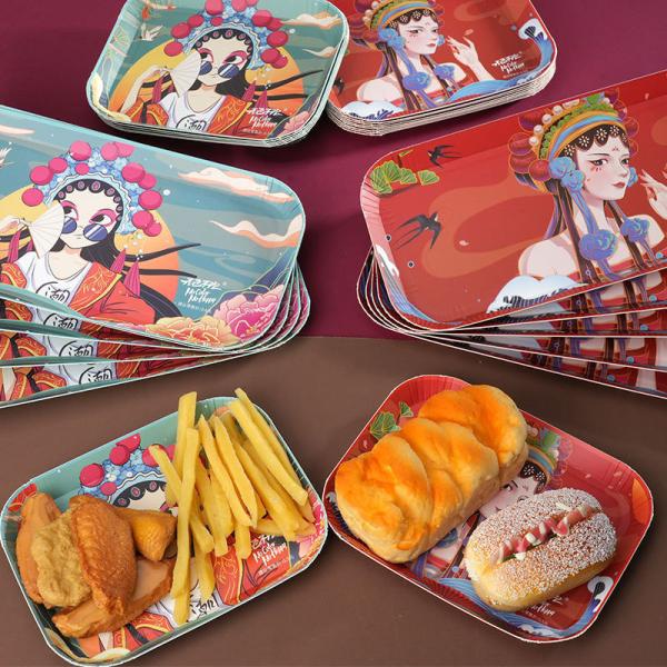 Quality Customizable Household Paper Plates for Colourful Table Setting in Chinese Style for sale