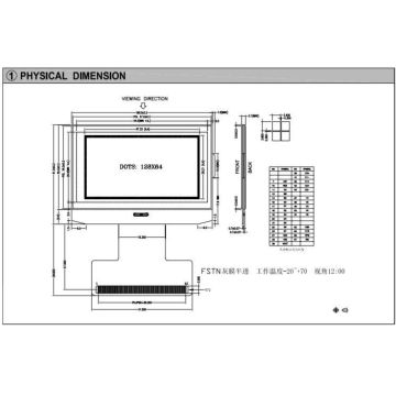Quality 128*64 Graphic LCD Module FPC Gray FSTN Transflective Wide Temperature 12H for sale