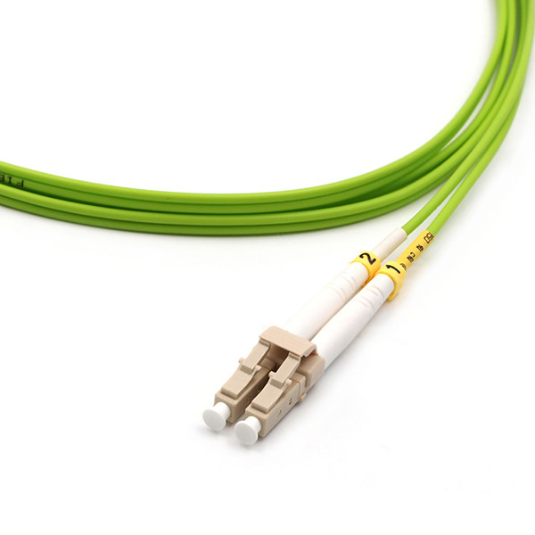Quality LC UPC To SC UPC Fiber Optic Patch Cable Duplex OM5 Multimode OFNR 2.0mm Lime for sale