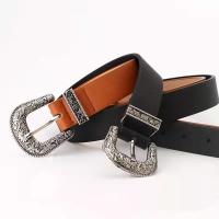 China Fadeless Black Leather Belt Strap Roller Buckle Belt Shinning Webbing factory