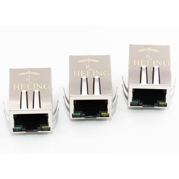 Quality Right Angle 8P8C RJ45 Female Connector 10 / 100 Base - T Magnetic With G / Y LED for sale