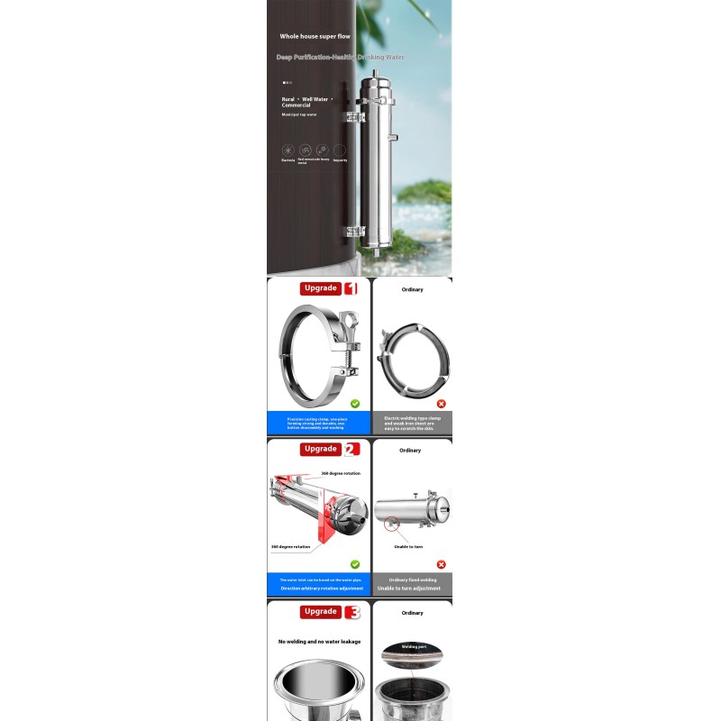 1500L-10000L Family Hotel Factory Tap Water Groundwater Filter Stainless Steel Water Purifier