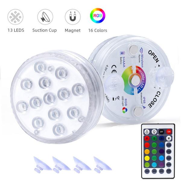 Quality Color Changing Remote Control Submersible LED Lights With Magnet Suction Cups for sale