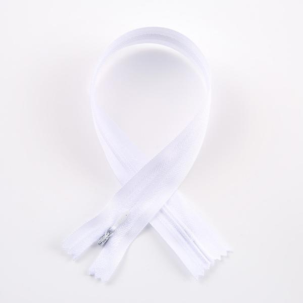 Quality Semi Auto Lock #3 Close End Nylon Sport Zipper Lightweight White Concealed Zip for sale
