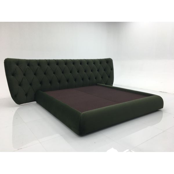 Quality High Density Sponge Upholstered Headboard Full Grain Leather Bed Frame For for sale