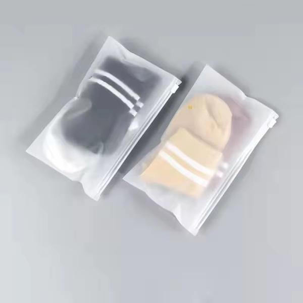 Quality Thickened Material Frosted Zipper Bags With Logo Waterproof Easy Open / Close for sale
