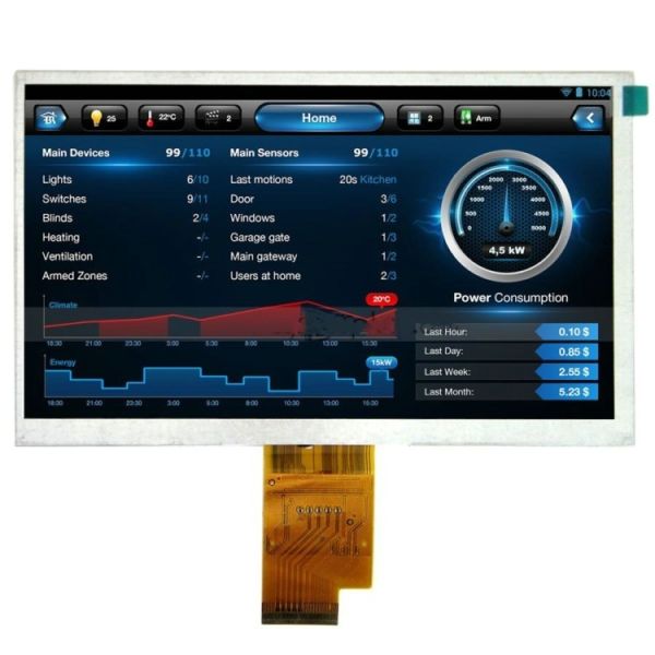 Quality 50pin RGB TFT LCD Display 7 Inch TFT LCD Module 1024x600 LCD For Home Automation for sale