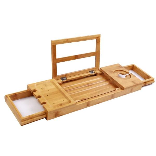 Quality Extra Large Expandable Bathtub Tray Laptop Ipad Holder 2 In 1 100% Bamboo for sale