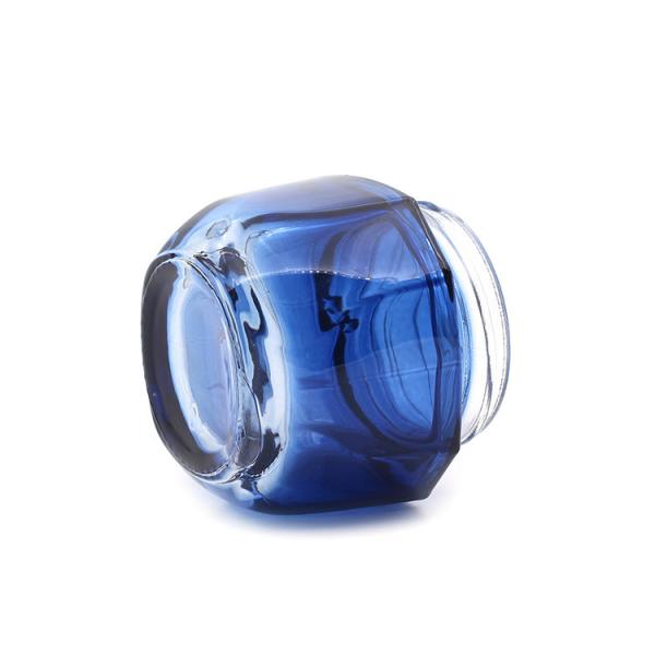 Quality Blue Glass 50g Square Cosmetic Jar UV plating wear resistant for sale