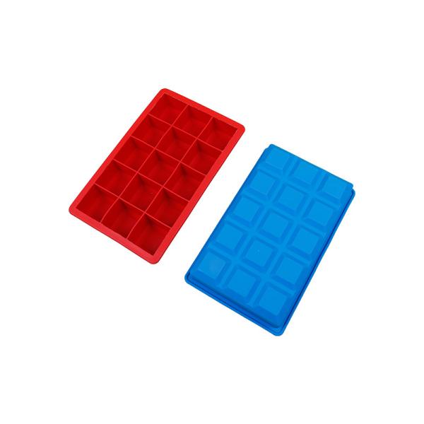 Quality 15-hole Square Shape Custom Maker Rubber Trays Silicone Ice Cube Mold for sale