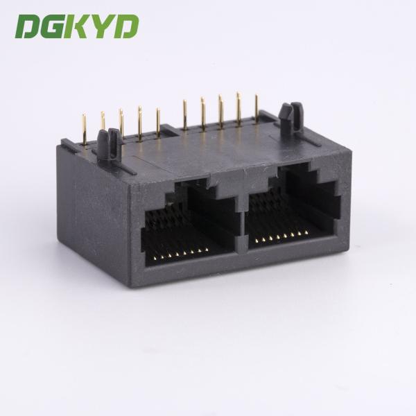 Quality 21.3mm Side Entry Tap Down 2 Port RJ45 Modular Jack Without Transformer for sale