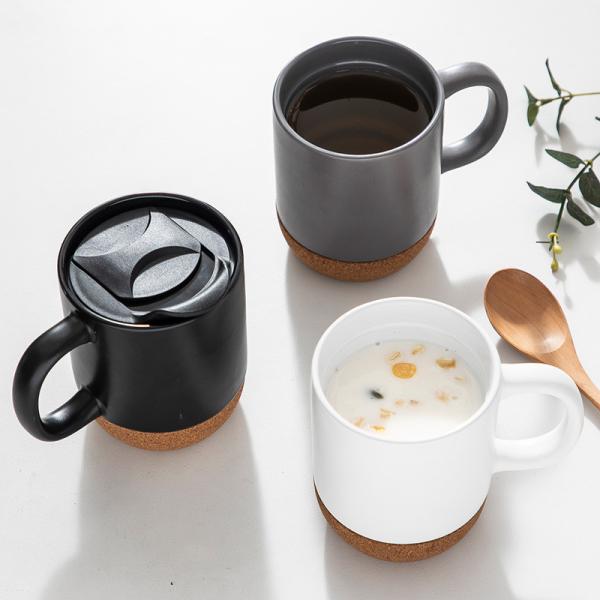 Quality Custom Creative Simple Cork Bottom 450 Ceramic Cup for Sustainable Drinkware for sale
