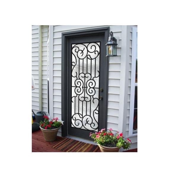 Quality Professional Wrought Iron And Glass Entry Doors For Building Sound Insulation for sale