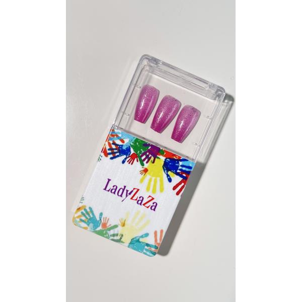 Quality Wholesale Pink Gradient Glitter Butterfly Rhinestones Wearable Nails Press On for sale