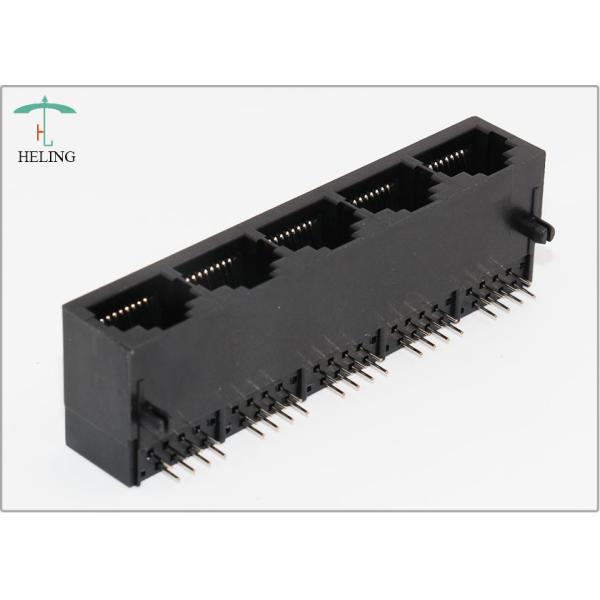Quality Black Housing Modular Jack 1 x 5 Ports RJ45 Multiport Connector For PC for sale
