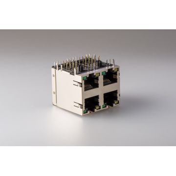 Quality 4 Port 90 Degree RJ45 With LED And Shielded , 8P8C Side Enter Gold Plating for sale