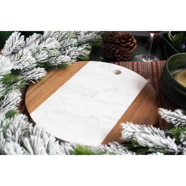 Quality Kitchen Tray Marble Acacia Wood Splicing Cutting board for sale