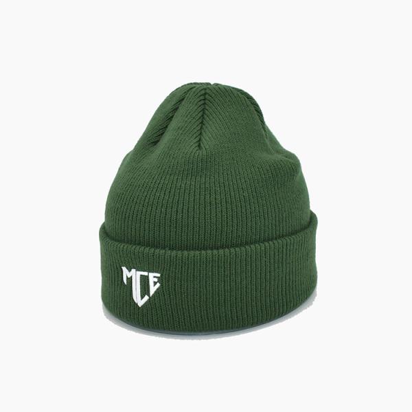 Quality OEM Unique Green Knit Beanie Hats With Embroidery Pattern for sale
