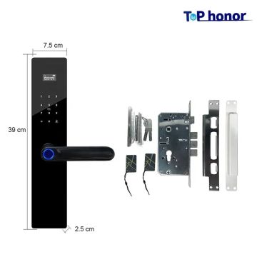 Quality Tuya App Front Door Smart Lock With Handle Fingerprint IC Card Password Access for sale