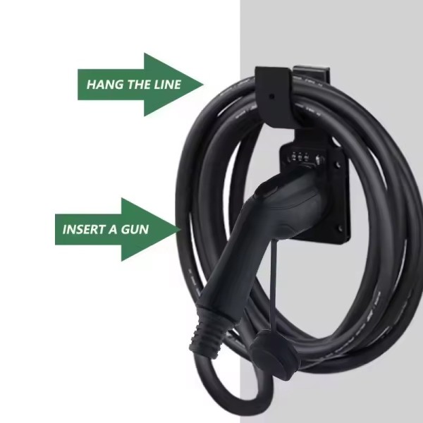 Quality GBT Dummy Socket Wall Mounted Black J-Hook GBT Cable Holster EV Charging Cable for sale