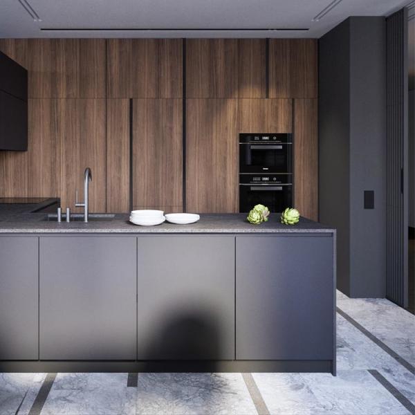 Quality Modern Style 6mm PVC Kitchen Cabinets Dining Room Glossy Wood for sale