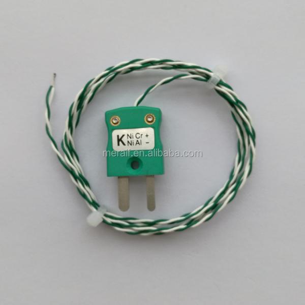 Quality Thermal profile  PFA high temperature stand omega k type thermocouple green connector with plug for industrial use for sale