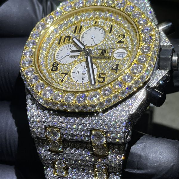 Quality Hand Setting Ap Automatic Mechanical  Moissanite Iced Out Watch  For Dealers for sale