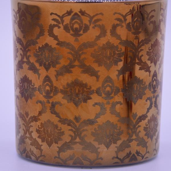 Quality Copper Glass Candle Holders With Laser Engrave Pattern for sale
