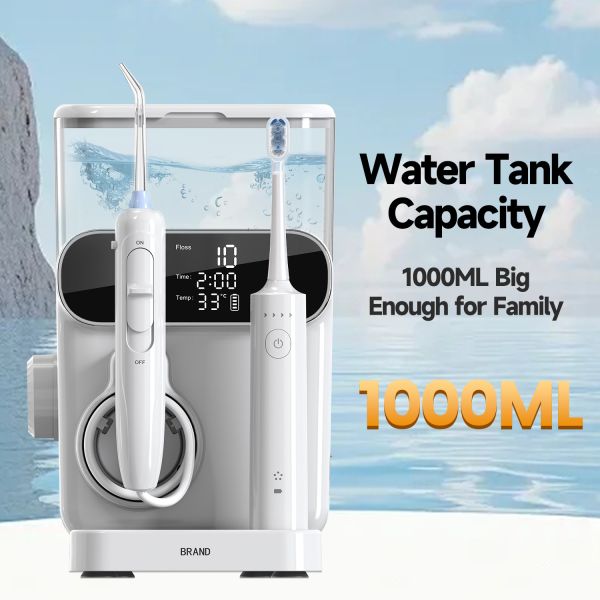 Quality Multi-functional Flosser Oral Irrigator Sonic Vibration 60 degree Oscillation 2 IN 1 Countertop Electric Water Flosser with Toothbrush for sale