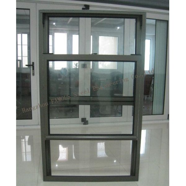 Quality Vertical Sliding 1.2mm Aluminum Storm Windows , Toughened 3mm Glass Sash Windows for sale