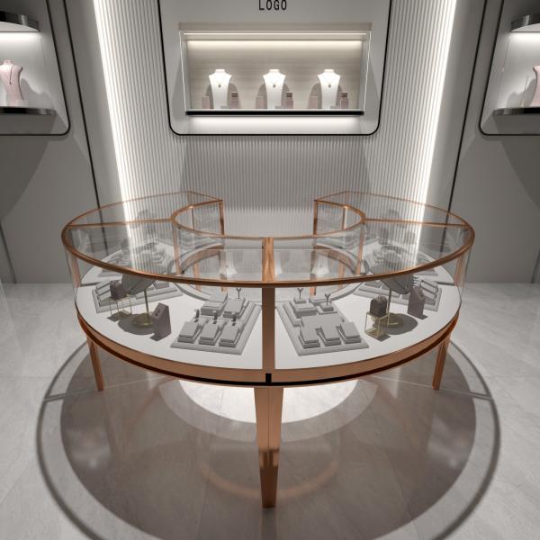 Quality Round Curved Jewelry Display Cabinet Oval jewellery glass counter Custom for sale