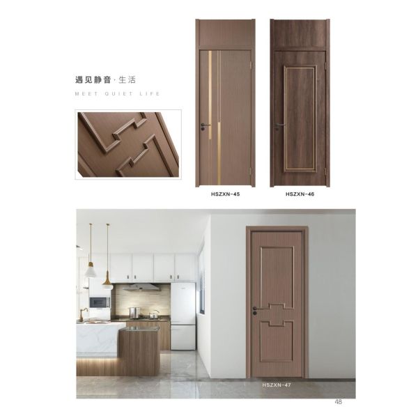 Quality 0.14mm-0.20mm PVC Film WPC Flush Door WPC Interior Doors Commercial for sale