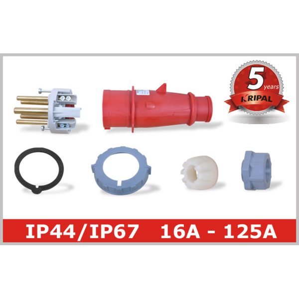 Quality CEE Single Phase Industrial Electrical Sockets And Plugs 63 Amp for sale