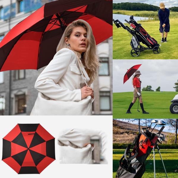 Quality Customized Logo 8-Bone Automatic Double-Layer Golf Men's Umbrella for Stormy for sale