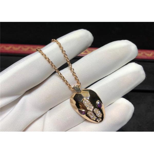 Quality Charming 18K Gold Diamond Necklace , Fashion Serpenti Pendant for sale