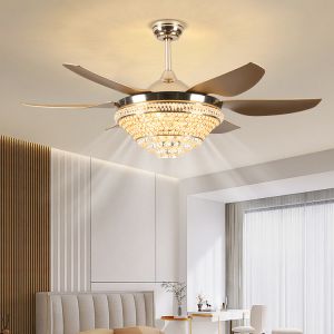 Quality Wholesale Living Room Crystal LED Ceiling Fan 52 Inch Remote Control for sale