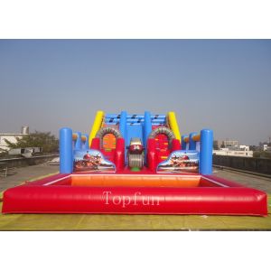 Quality Red Multifunctional Inflatable Water Slide With Obstacles N Pool for sale
