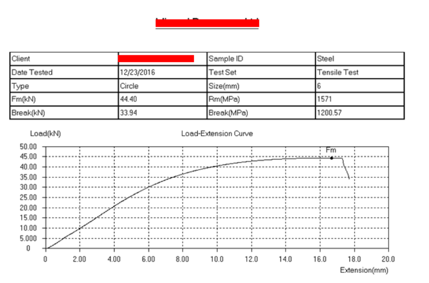 Steel hydraulic tensile test machine software image