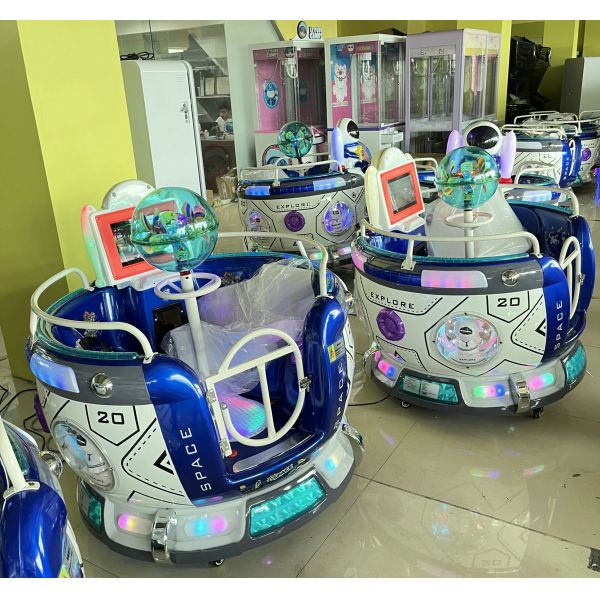 Quality Playfun Space cup rides MP5 Rotate cup plastic kiddie rides kids game machine for sale