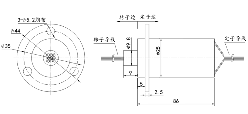 m250 series M250 Series OD 25mm Compact Slip Ring(Capsule Slip Ring) slip ring Drawing 