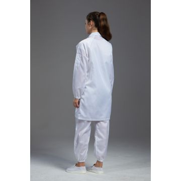 Quality Cleanroom smock and gown anti static ESD polyster and conductive fiber white for sale