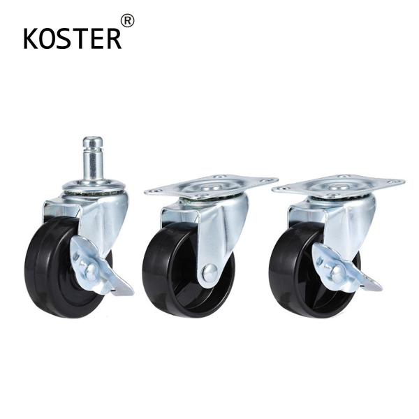 Quality 5kg Load KSLHD0403 Light Duty Furniture Rubber Black Swivel Caster for sale