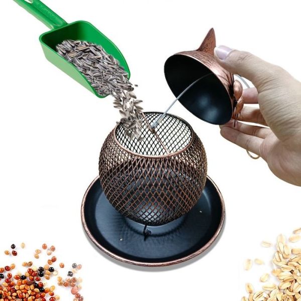 Quality Classical Punch Press Stamping All Metal Bird Feeder Bronze Colored for sale