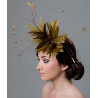 Quality Stripped Goose Flower Feather Headband , Year Occasion Feather Flower Crown for sale
