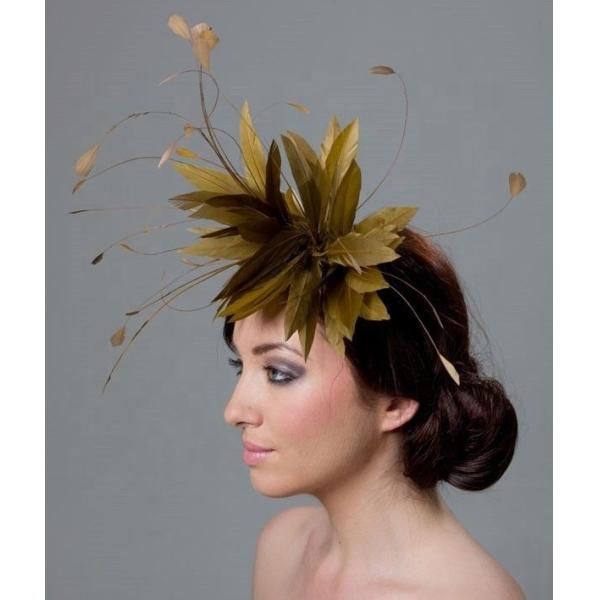 Quality Stripped Goose Flower Feather Headband , Year Occasion Feather Flower Crown for sale