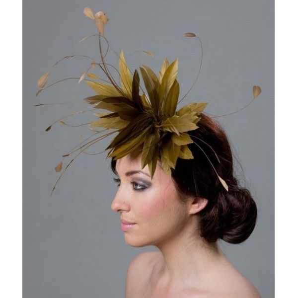 Quality Stripped Goose Flower Feather Headband , Year Occasion Feather Flower Crown for sale