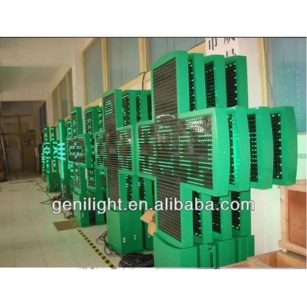 Quality 1G Pixel Configuration Custom Size Full Color Pharmacy LED Cross Sign with RGB for sale