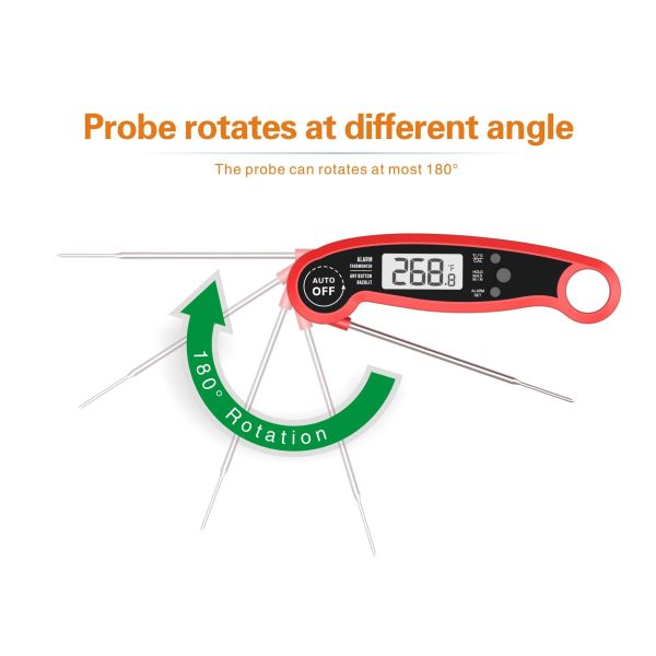 Quality Meat Recalibratable Digital Thermometer Long Probe Foldable SS304 for sale